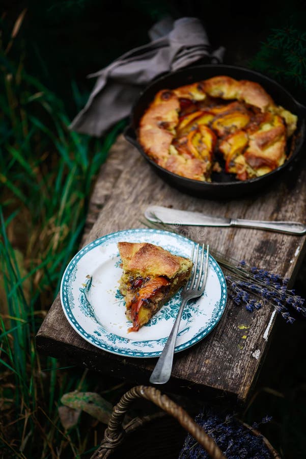 Peach and Frangipan Galette..style Rustic Stock Photo - Image of sweet ...