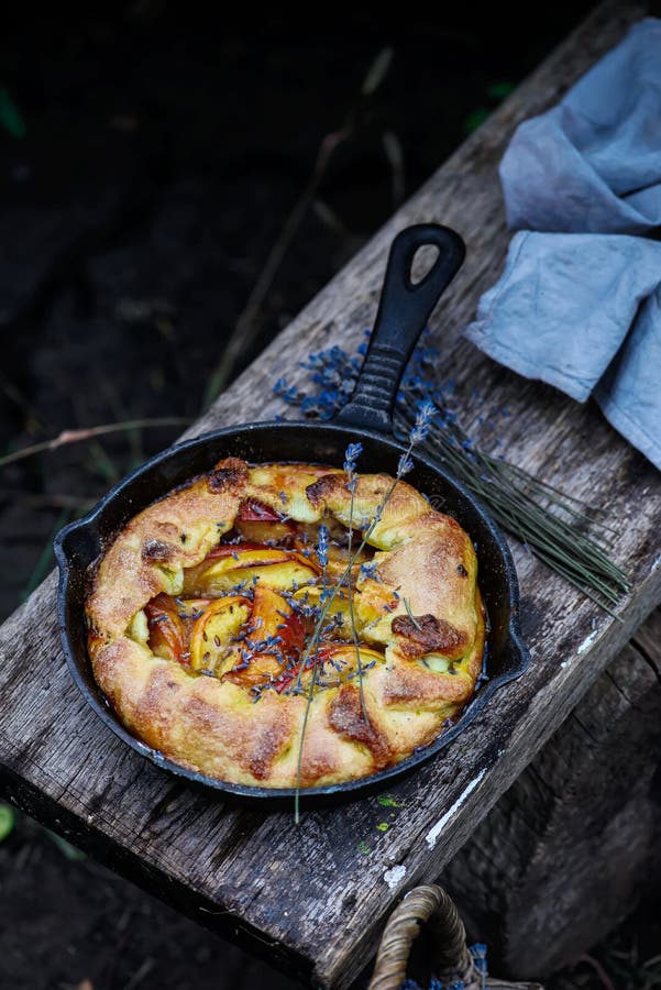 Peach and Frangipan Galette..style Rustic Stock Image - Image of ...