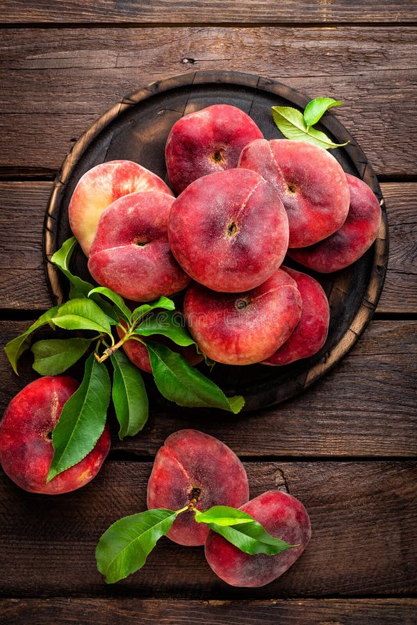 Peach, Fresh Peaches With Leaves Stock Image - Image of dessert ...