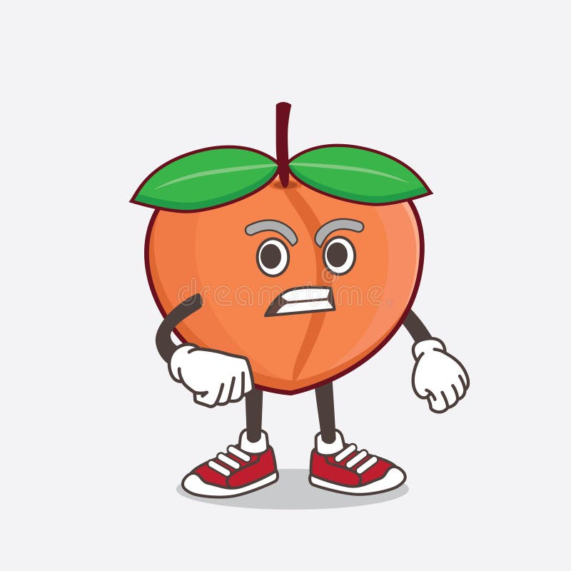 Peach Fruit Cartoon Mascot Character with Angry Face Stock Vector ...