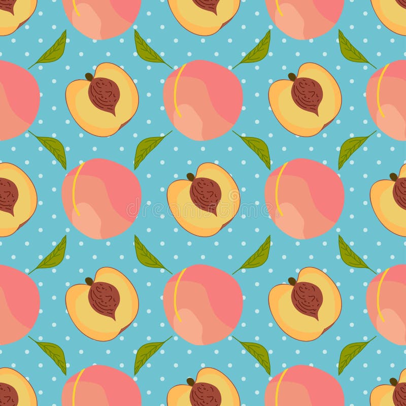 Peach Fruit Repeat Vector Pattern-04 Stock Vector - Illustration of ...