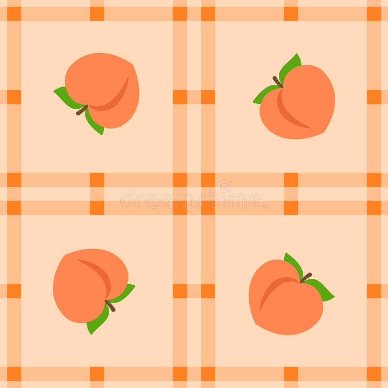 Peach Fruit Seamless for Pattern Fabric, Simple Peach Fruit Cute Repeat in Square Background ...
