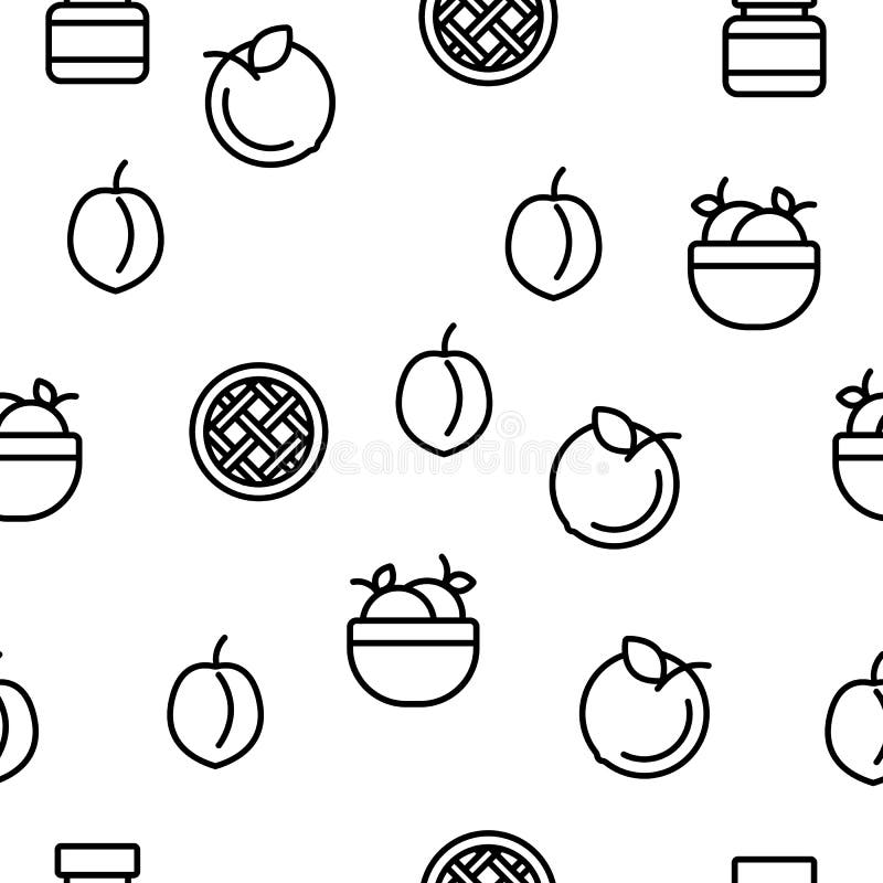 Peach Fruit Vector Seamless Pattern Stock Vector - Illustration of pack ...