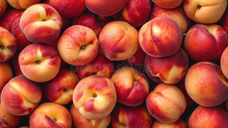 Peach Fruits Layout, Close Up, Top View. Stock Photo - Image of tasty ...