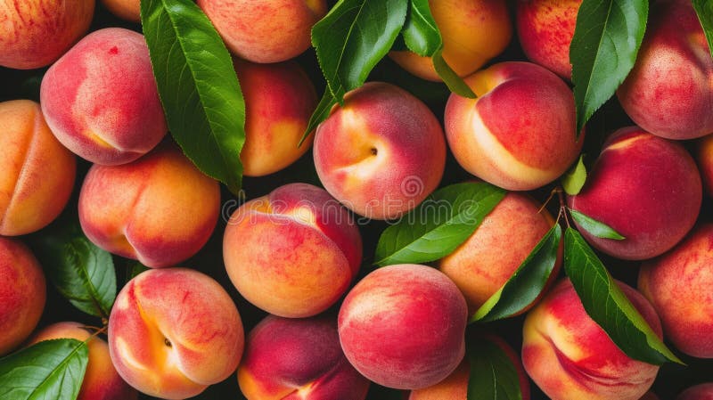 Peach Fruits Layout, Close Up, Top View. Stock Photo - Image of ...