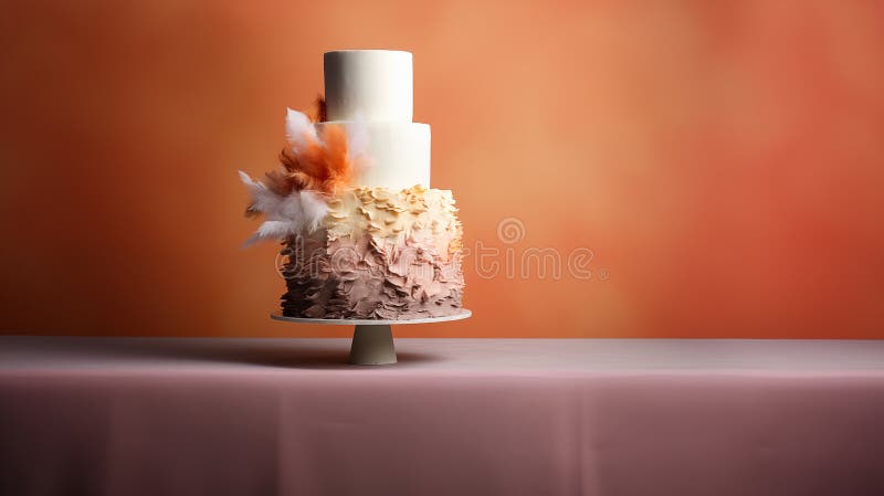 Peach Fuzz Colored Cake on the Table, Trend Color 2024 Stock Photo ...