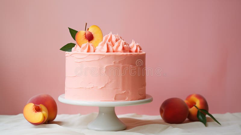 Peach Fuzz Colored Cake on the Table, Trend Color 2024 Stock Image ...