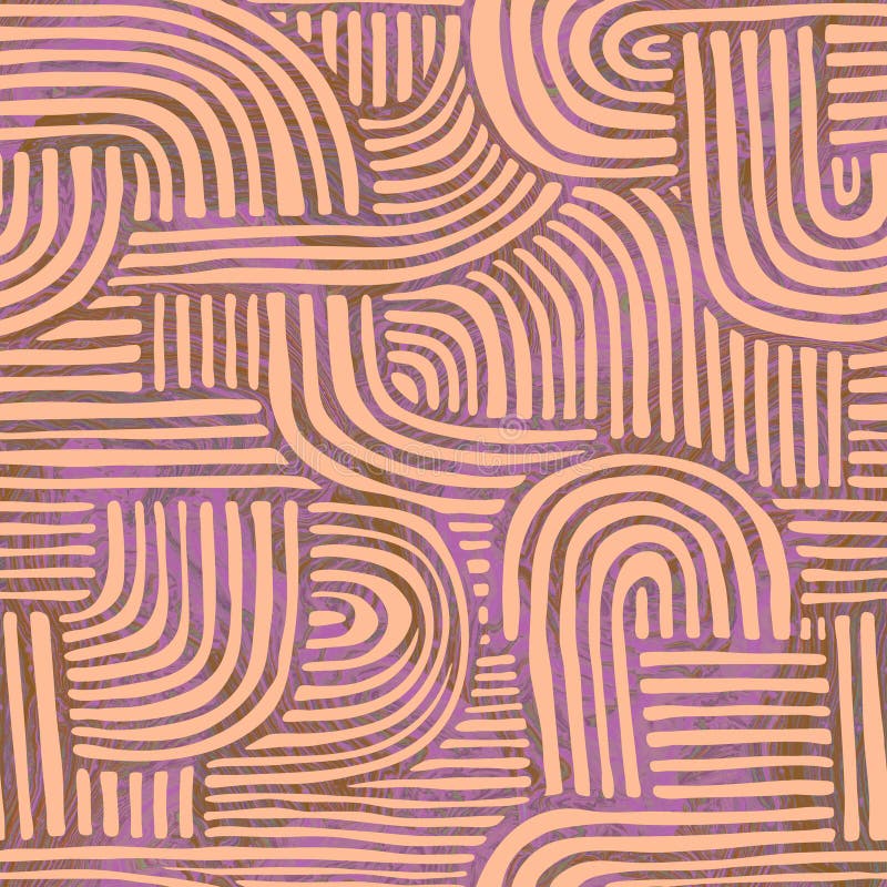 Peach Fuzz Seamless Pattern of Lines on a Purple Background Stock ...