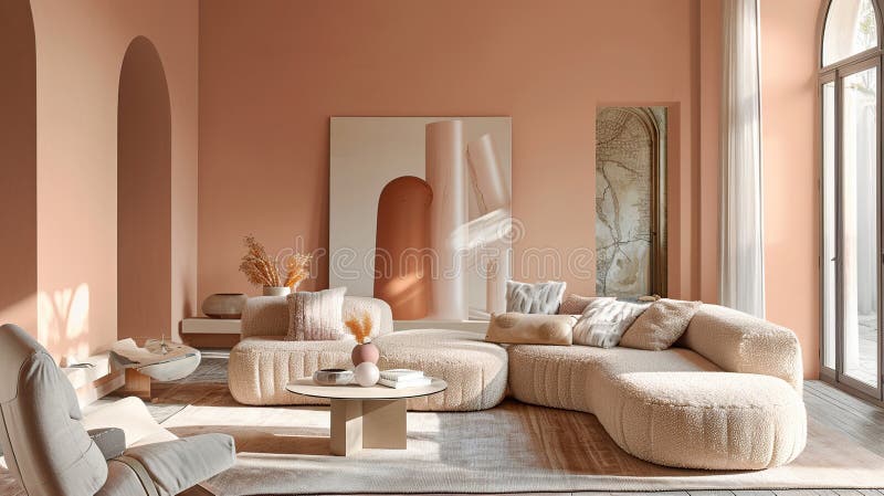 Peach Fuzz Trend Color Year 2024 in the Premium Living Room. Generative ... Peach Fuzz Trend Color Year 2024 in the Premium Living Room. Generative ...