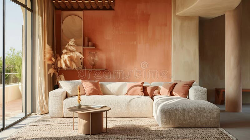 Peach Fuzz Trend Color Year 2024 in the Premium Living Room. Generative ... Peach Fuzz Trend Color Year 2024 in the Premium Living Room. Generative ...