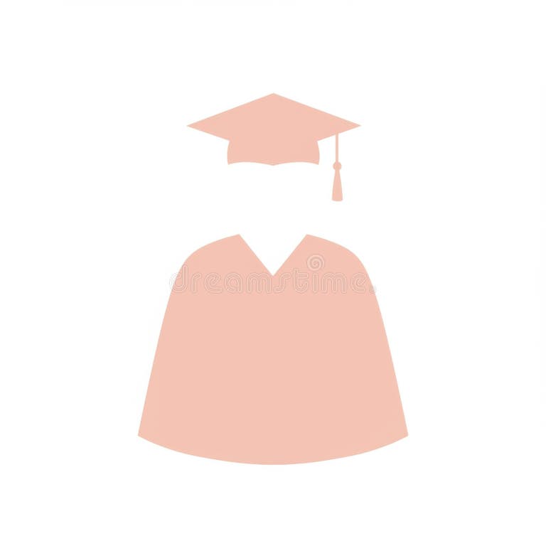 Peach Graduation Gown and Cap Stock Illustration - Illustration of ...