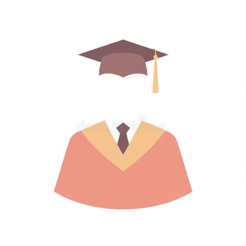Peach Graduation Gown and Cap Illustration Stock Illustration ...