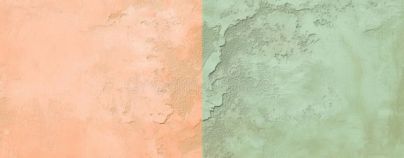 Peach and Green Halves of a Textured Wall Create a Striking Split ...