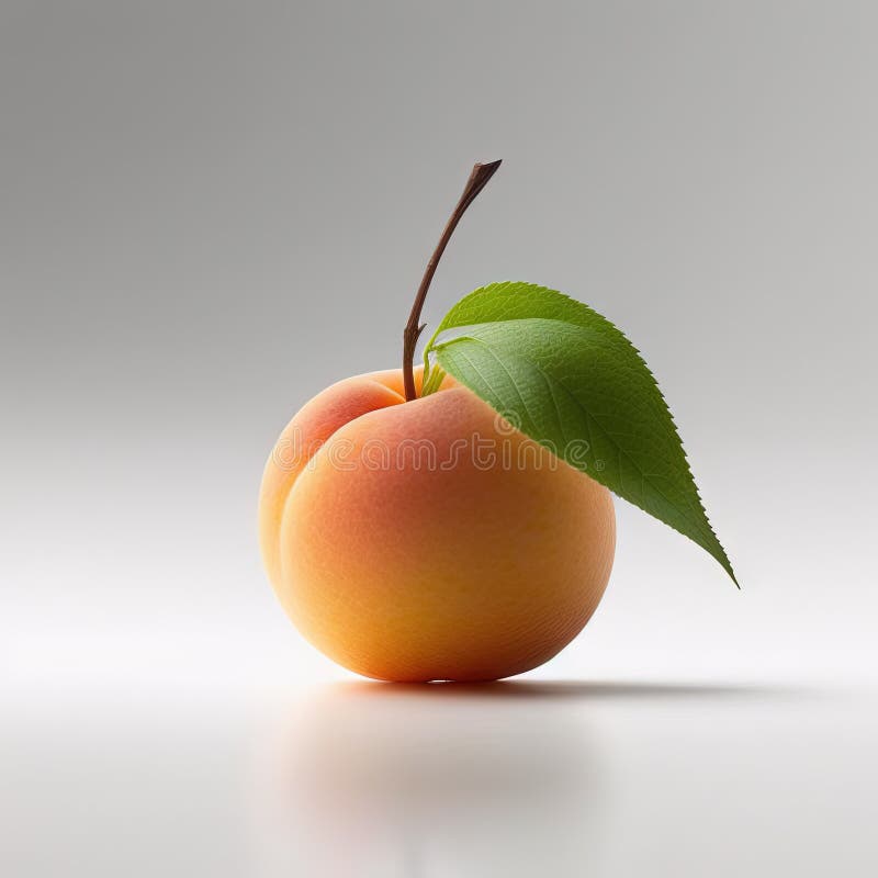 A Peach with a Green Leaf on it S Stem. Generative Ai Stock ...