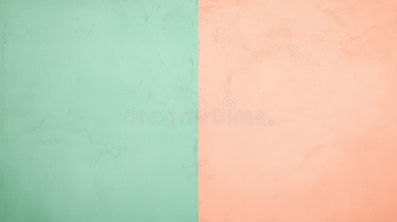 Peach and Green Pastel Colors Split a Wall Background, Creating a ...