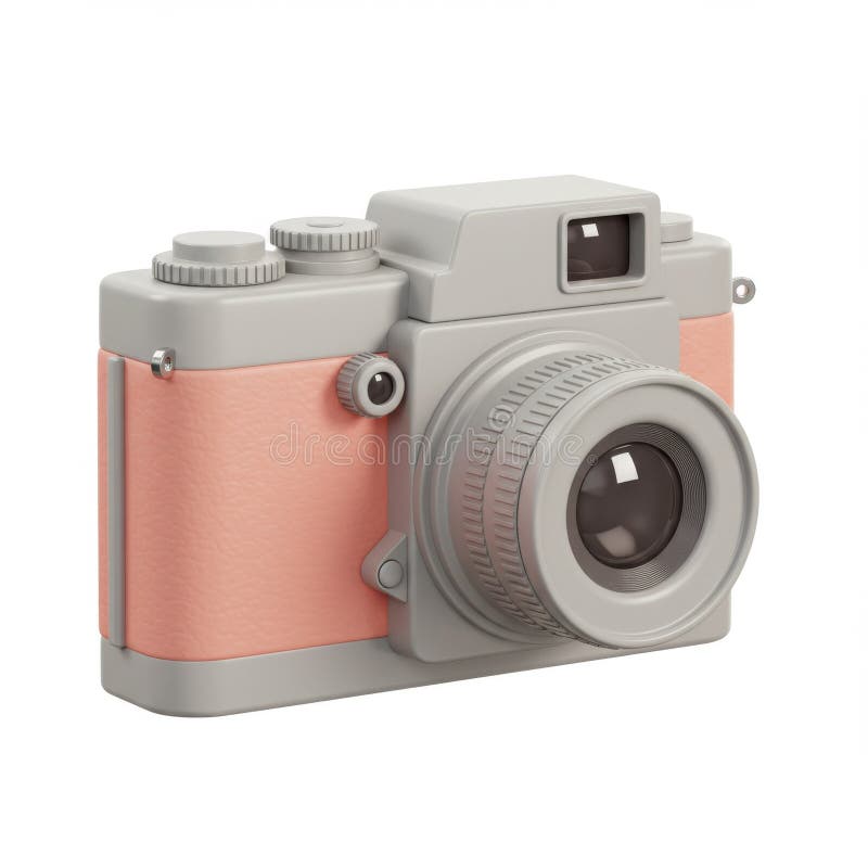 Peach and Grey Vintage Camera 3D Render Stock Illustration ...