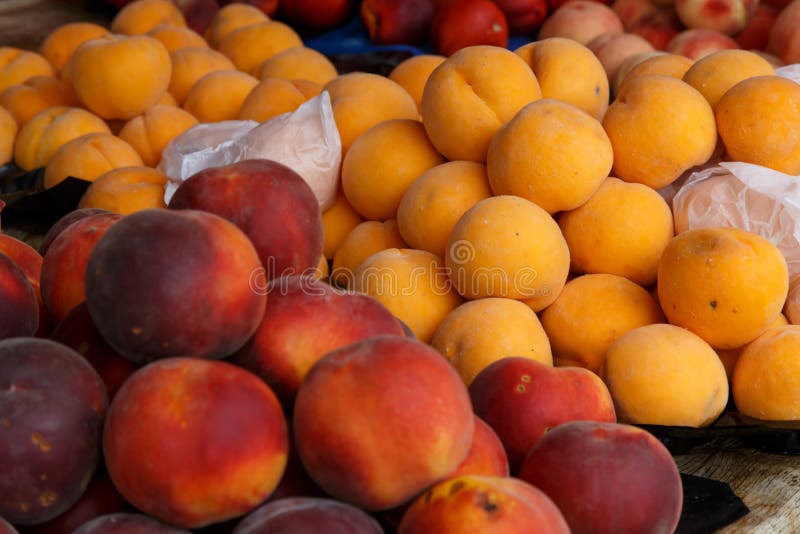 Peach group from a market stock photo. Image of group - 57829592