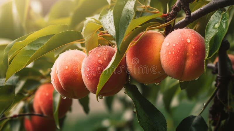 Peach Grows on a Tree. Selective Focus. Generative AI, Stock ...