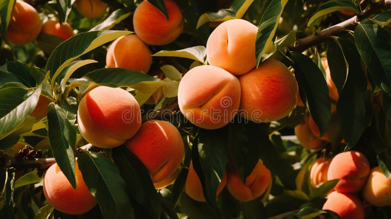Peach Grows on a Tree. Selective Focus. Generative AI, Stock ...