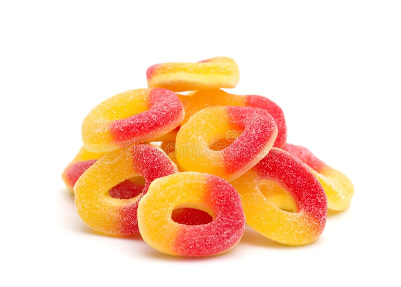Peach Gummies on a White Background Stock Photo - Image of group, mound ...