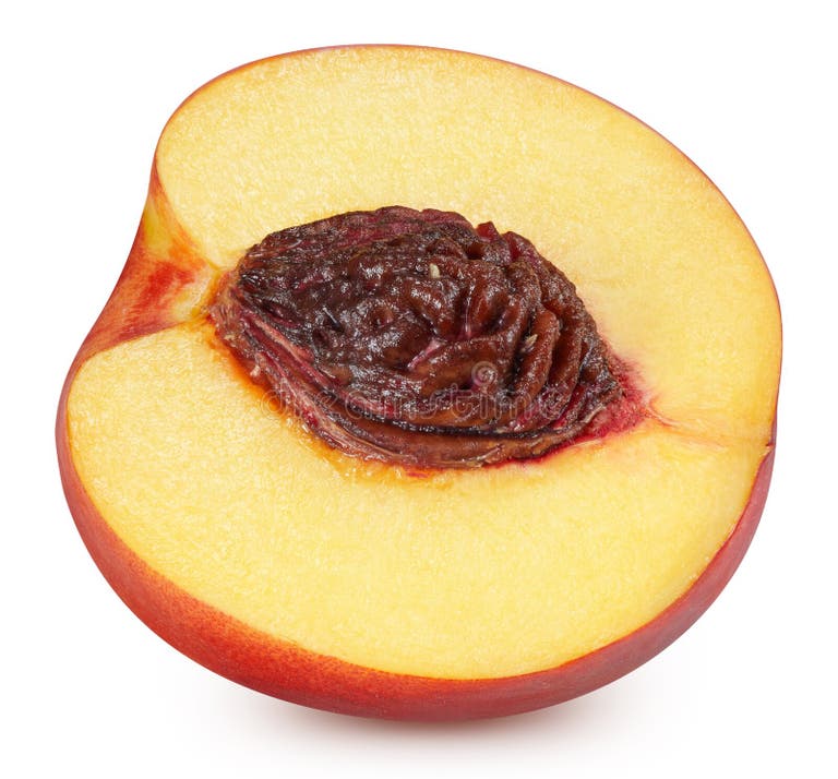 Peach Half Isolated on the White Background Stock Photo - Image of ...