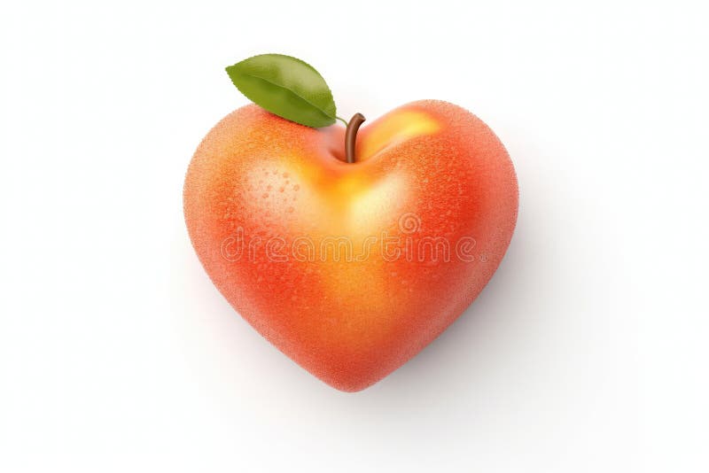 Peach in Heart Shape on White Background. Generative AI Stock ...