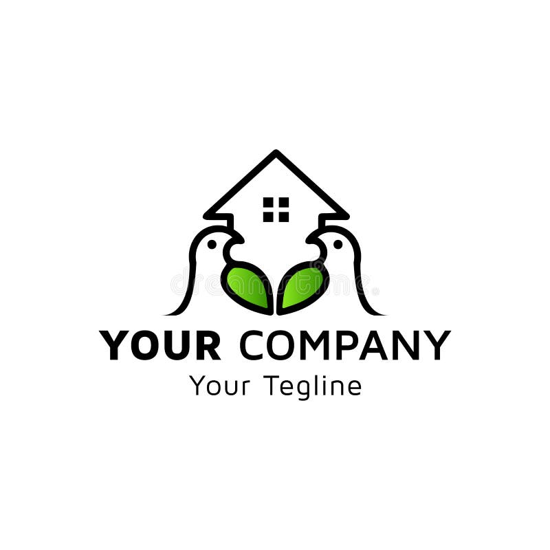 A Peach Home with Bird, Colorful Leaf Real Estate Image, Idea of Logo ...