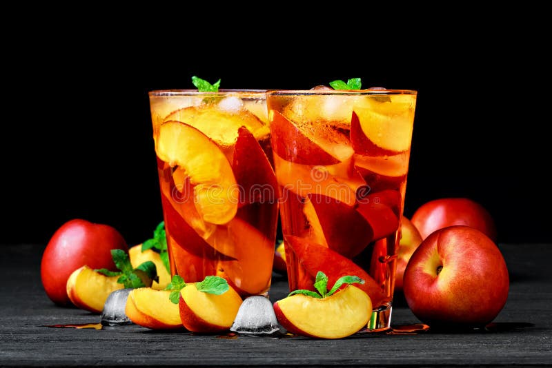 Peach ice tea stock photo. Image of drink, sliced, nectarine - 96854348