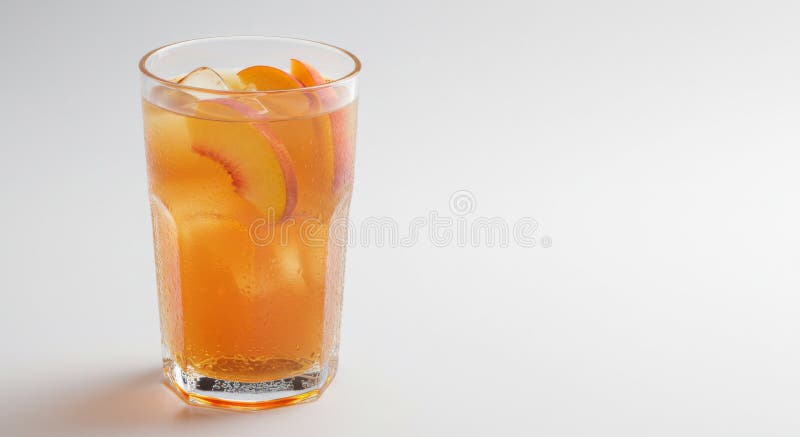 Peach Iced Tea in Glass with Ice on White Background Stock Illustration ...