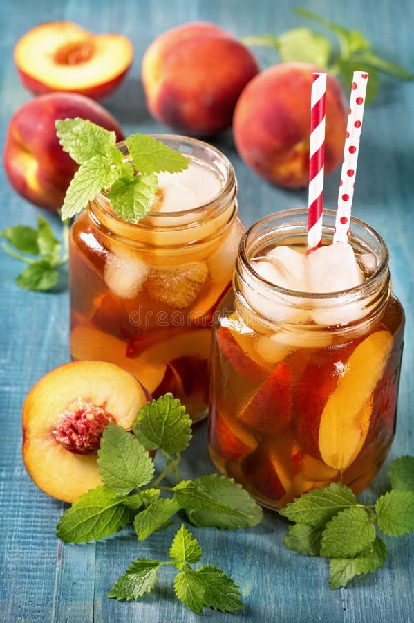 Peach iced tea stock image. Image of rustic, natural - 74956699