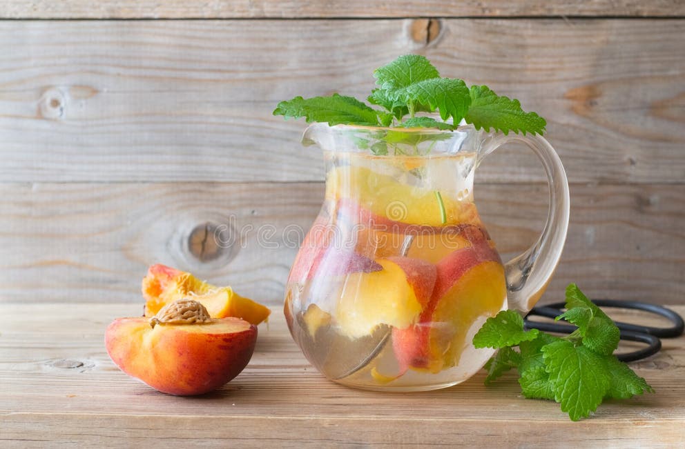 Peach infused water stock photo. Image of water, cool - 119352722