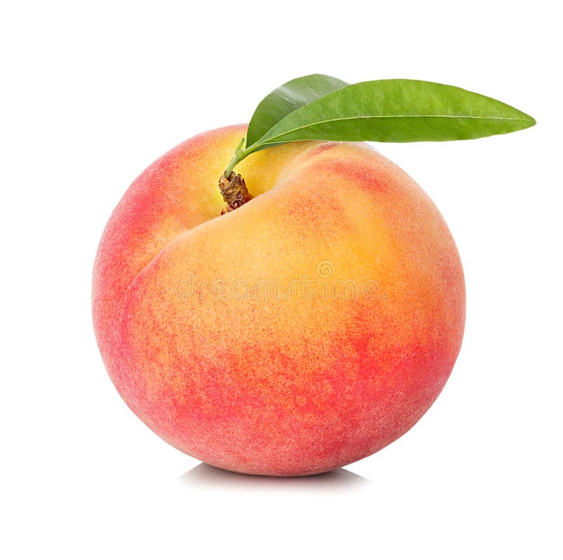 Beautiful Whole Peach and Split on White Stock Image - Image of leaf ...