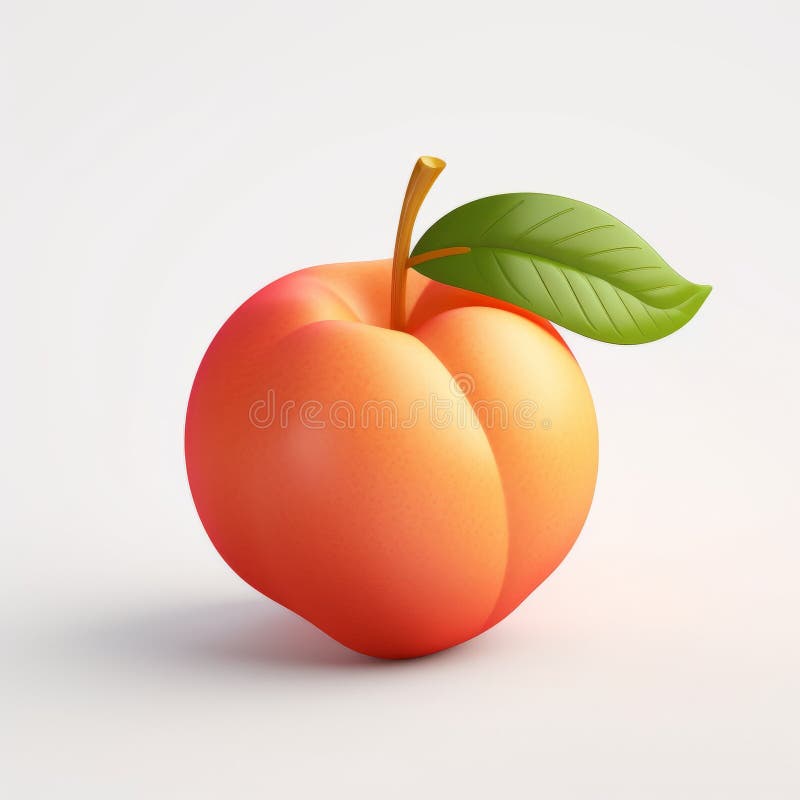 Cute 3d Peach Fruit Design - Isolated on White Background Stock ...