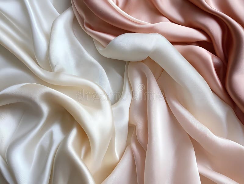 Peach and Ivory Silk Fabric Texture Flowing Peach and Ivory Silk Fabric ...