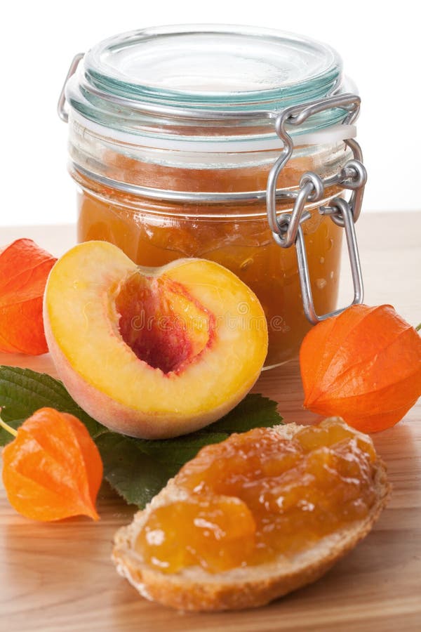 Peach jam in the jar stock photo. Image of homemade, delicious - 35631510
