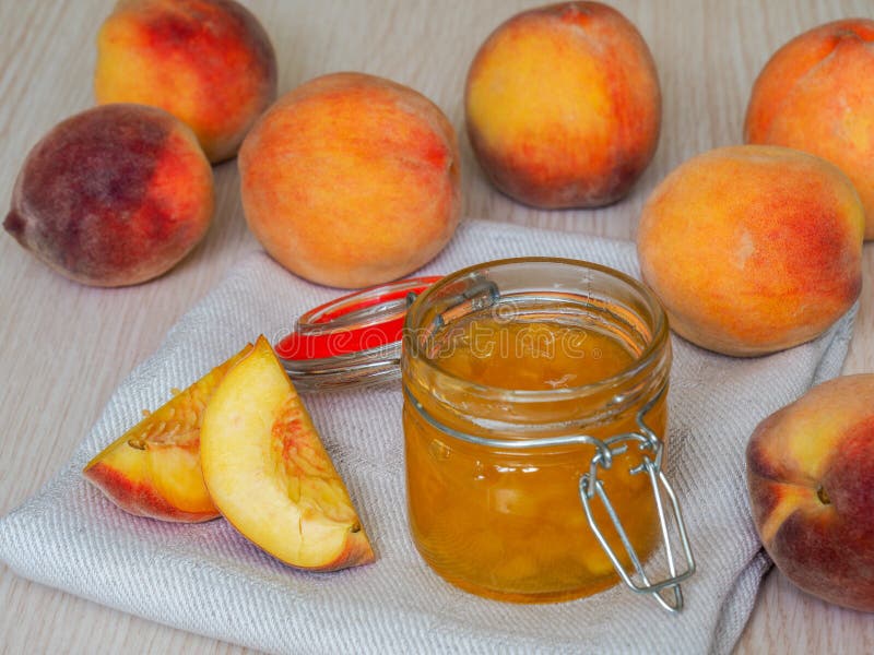 Peach jam jar stock image. Image of natural, homemade - 122296153