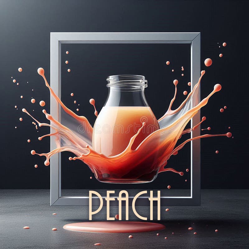 Peach juice splash stock illustration. Illustration of cream - 323749497