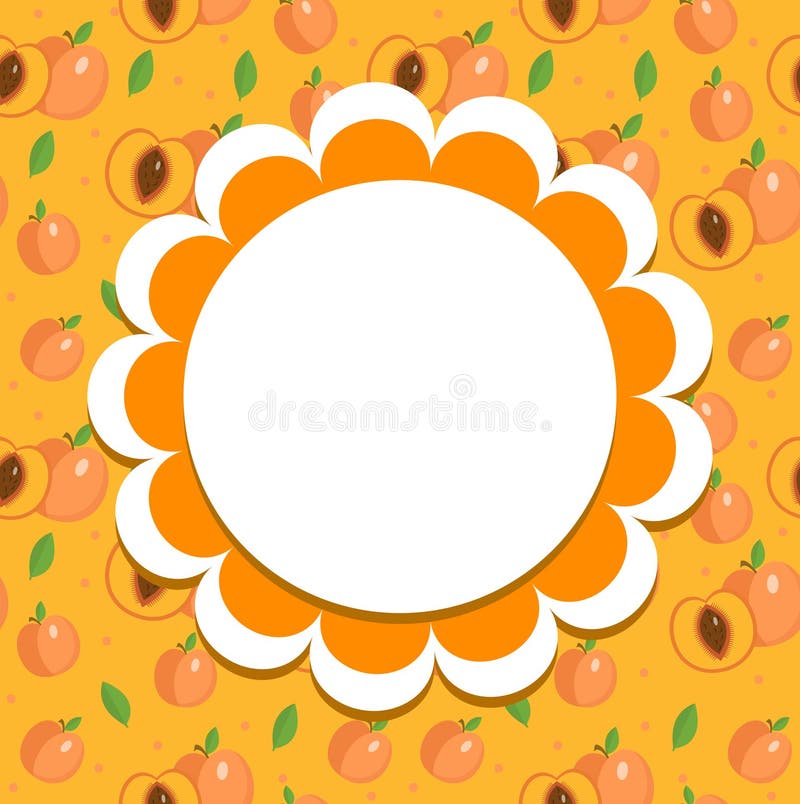 Peach Label, Wrapper Template for Your Design. Fruit Frame with Space ...