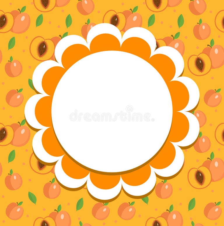 Peach Label, Wrapper Template for Your Design. Fruit Frame with Space ...