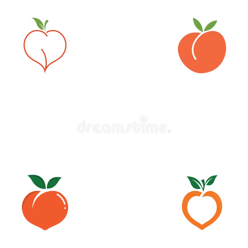Peach Logo Fruit Vector Icon. Stock Vector - Illustration of line ...