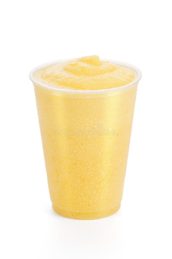 Orange Frozen Slushie in Plastic Cup with Straw Stock Image - Image of ...