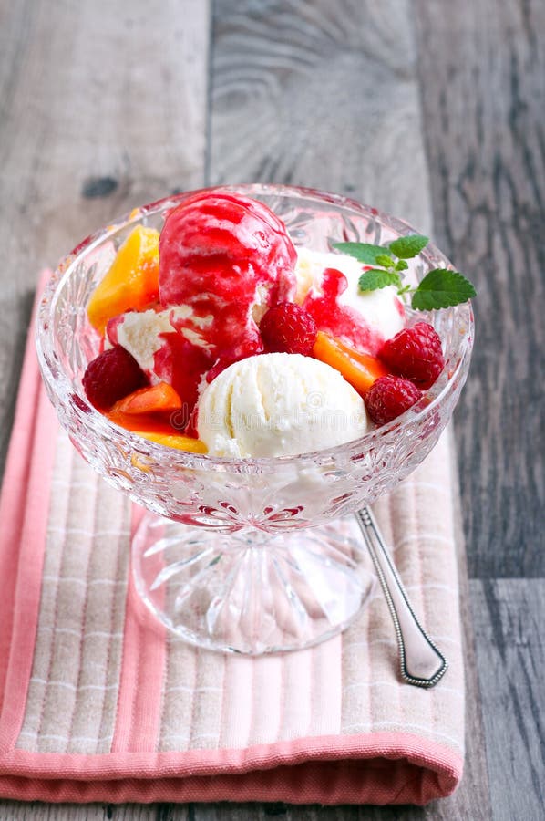 Peach melba dessert stock image. Image of snack, cold - 56208157
