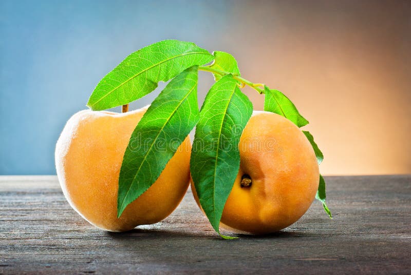 Peach on old wood stock photo. Image of delicious, peel - 23355658
