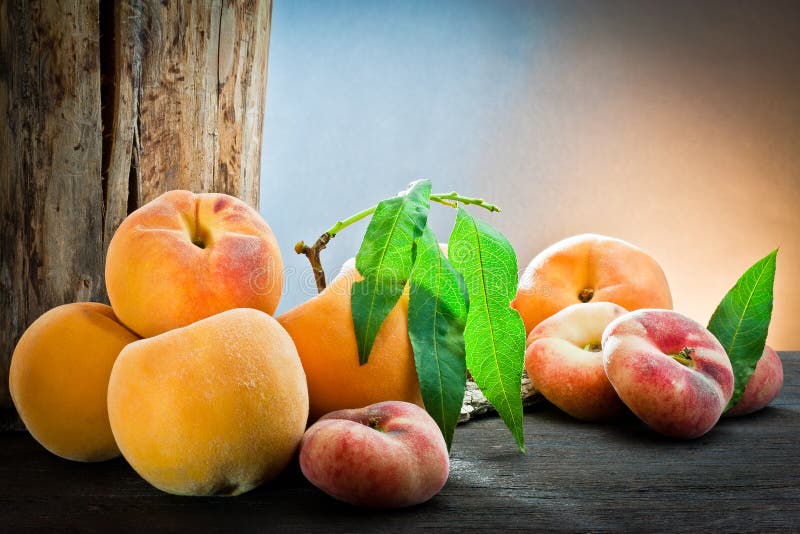 Peach on old wood stock image. Image of fresh, peel, eating - 23355885