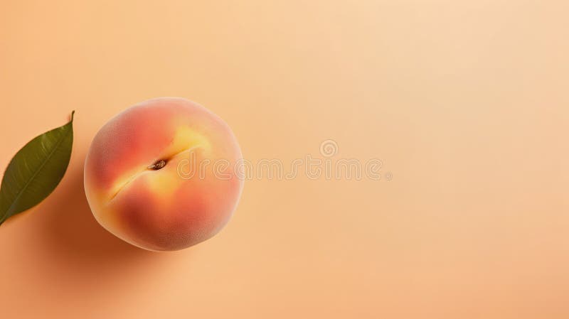 Peach on Orange Background. Top Down View Stock Photo - Image of juicy ...