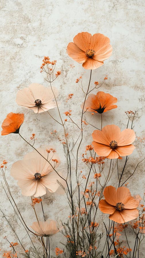 Peach and Orange Flowers in a Bouquet. Stock Illustration ...