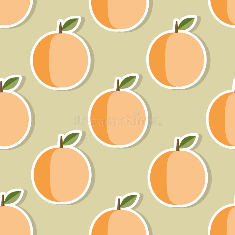 Peach Pattern. Seamless Texture with Ripe Peaches Stock Vector ...