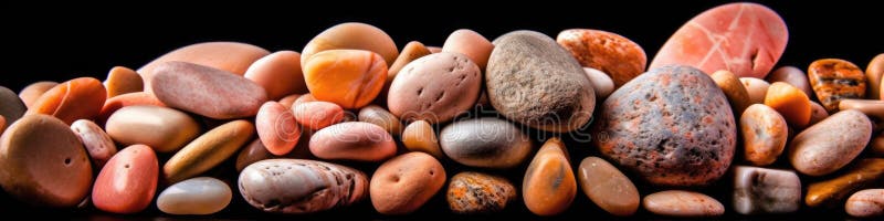 Peach Pebbles Stone Background Panoramic Banner. Generative AI Stock ...