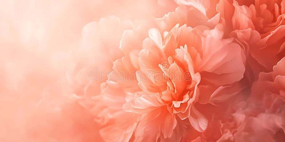 Peach Peony Flowers: Soft Bloom Background Image Stock Illustration ...