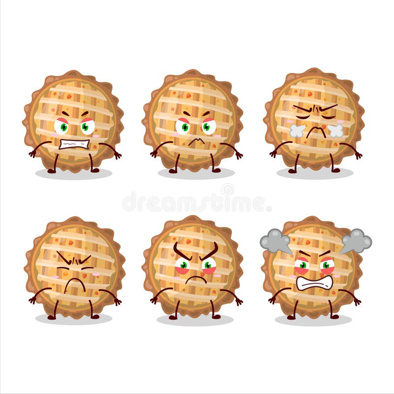 Peach Pie Cartoon Character with Various Angry Expressions Stock Vector ...